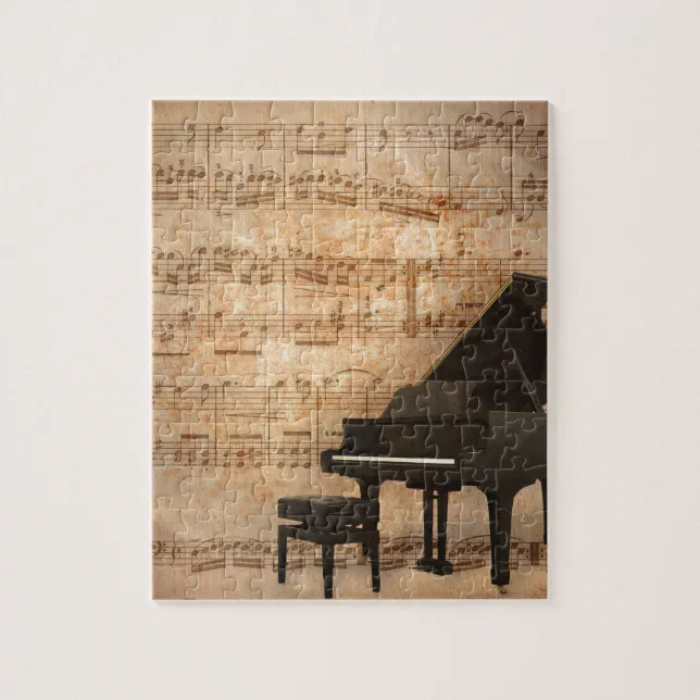 Grand Piano with Music Notes Jigsaw Puzzle | Zazzle