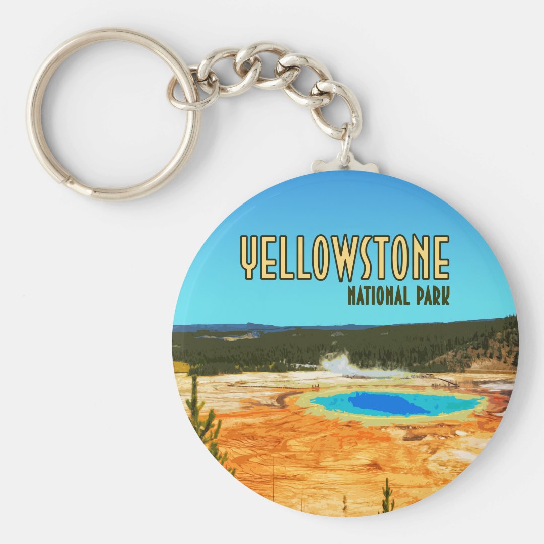 Grand Prismatic Yellowstone National Park Vintage Keychain | Zazzle