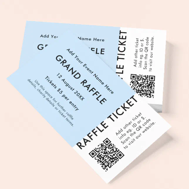 Grand Raffle Prize Draw QR Code Blue Event Ticket | Zazzle