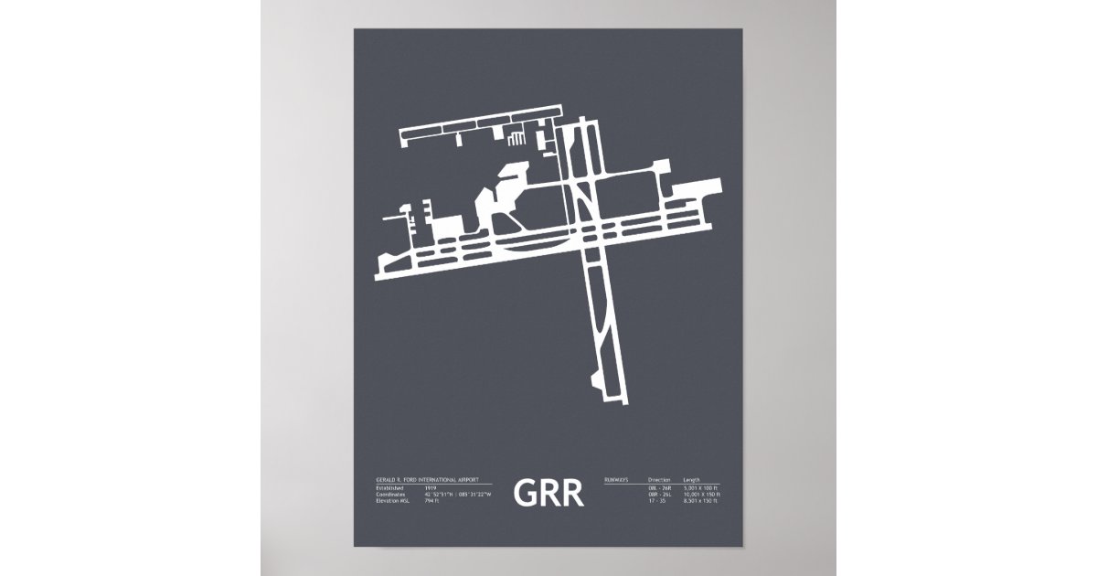Grand Rapids (GRR) Airport Poster: Gerald R Ford Poster | Zazzle