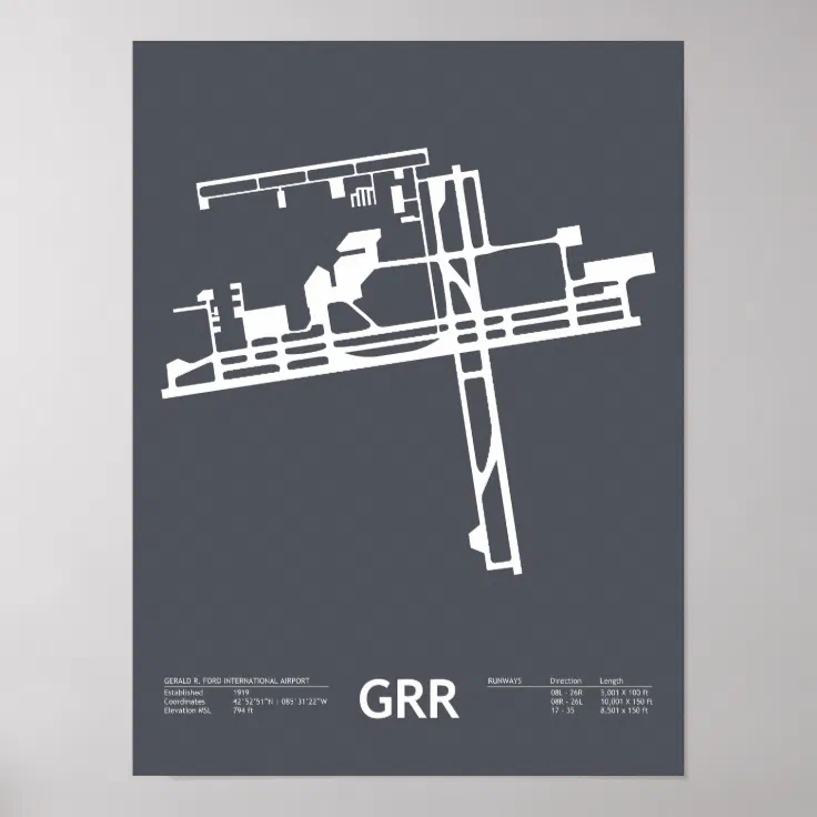 Grand Rapids (GRR) Airport Poster: Gerald R Ford Poster | Zazzle