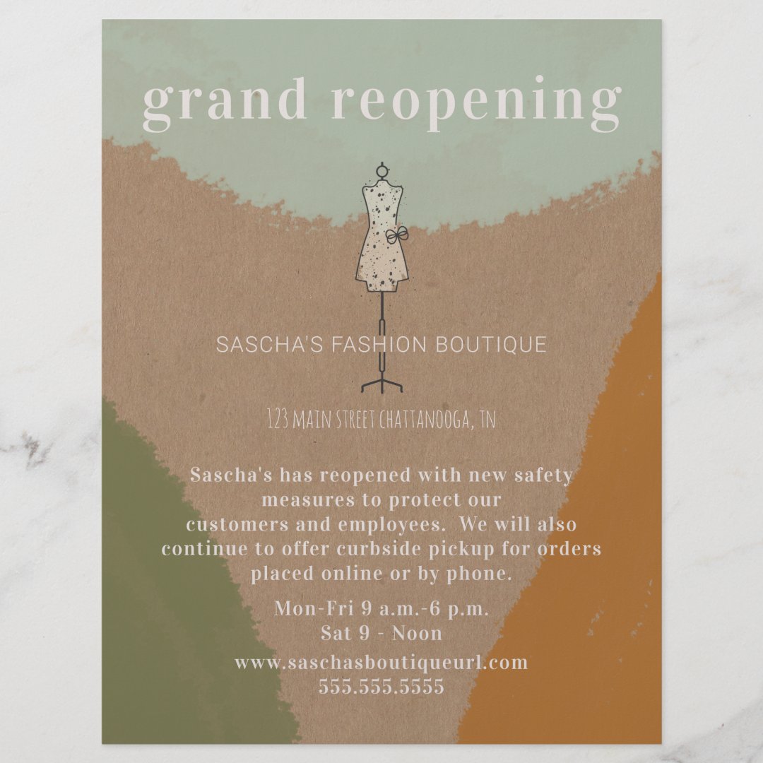 Grand Reopening Boutique Store Abstract Cardstock Flyer | Zazzle