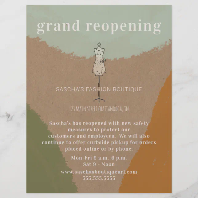 Grand Reopening Boutique Store Abstract Cardstock Flyer | Zazzle