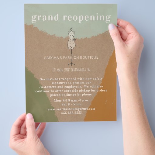Grand Reopening Boutique Store Abstract Cardstock Flyer | Zazzle