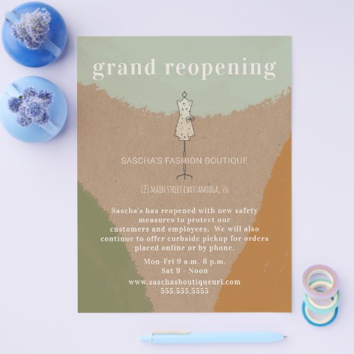 Grand Reopening Boutique Store Abstract Cardstock Flyer | Zazzle