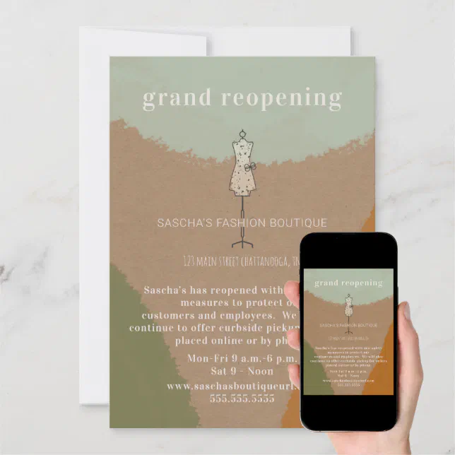 Grand Reopening Cardstock Abstract Clothing Store Invitation | Zazzle