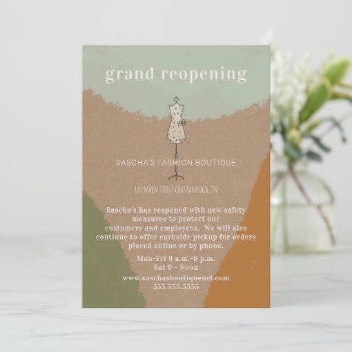 Grand Reopening Cardstock Abstract Clothing Store Invitation | Zazzle