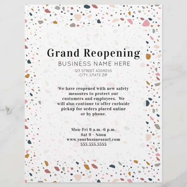 Grand Reopening Generic Business Terrazzo Flyer | Zazzle