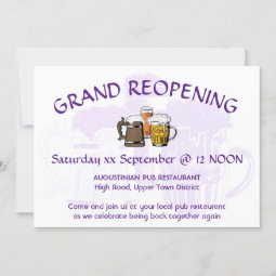 GRAND REOPENING Pub Reunion Customizable LILAC Invitation | Zazzle