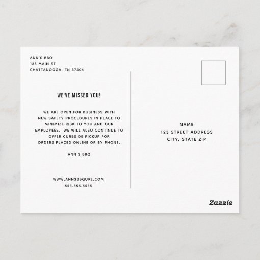 Grand Reopening Restaurant Skillet Wood Rustic Postcard | Zazzle