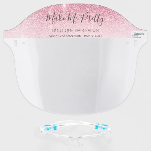 Grand Reopening Rose Gold Glitter Salon Face Shield | Zazzle