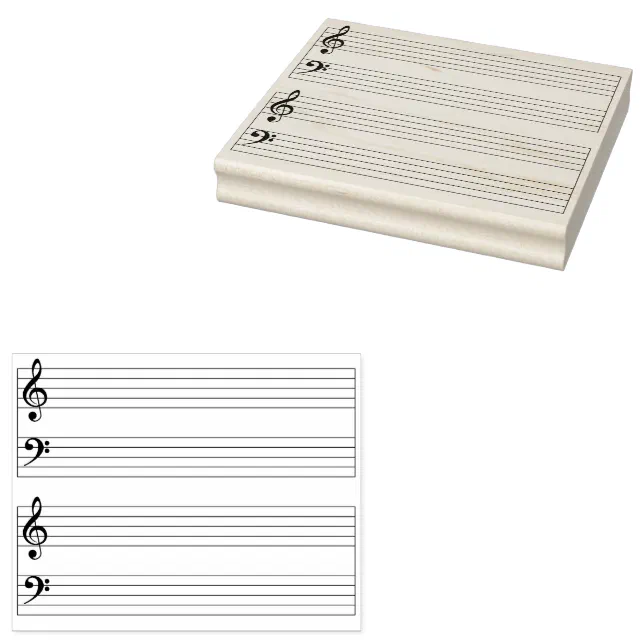 Grand Staff Instant Music Manuscript Paper 4x5 Rubber Stamp | Zazzle