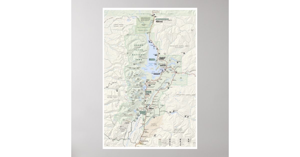 Grand Teton map poster | Zazzle