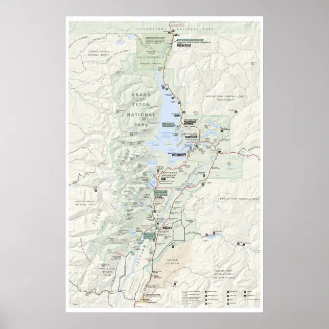 Grand Teton map poster | Zazzle