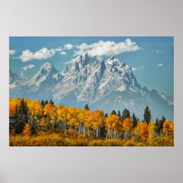 Grand Teton Mountains in the Fall Poster | Zazzle