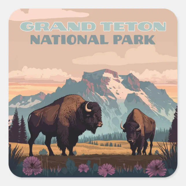 Grand Teton National Park Jackson Wyoming Mountain Square Sticker | Zazzle