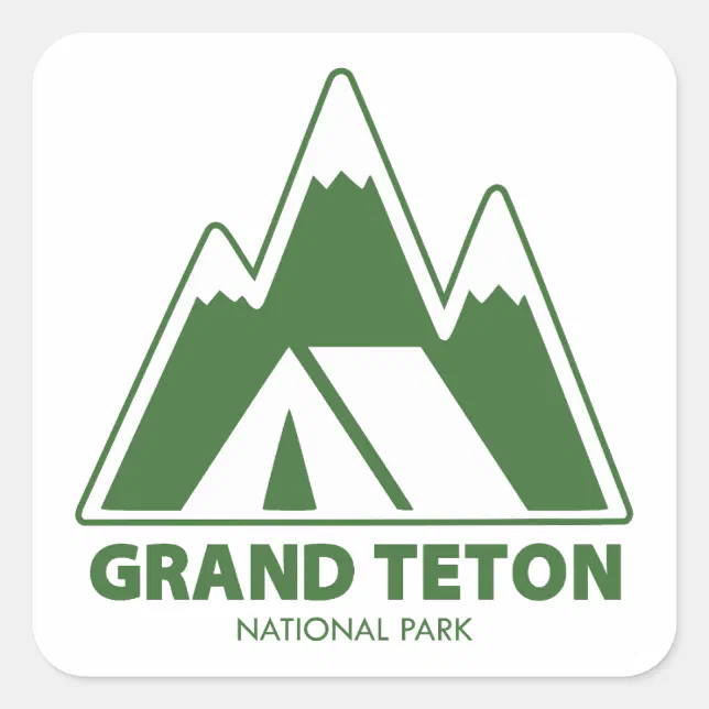 Grand Teton National Park Mountains Camping Square Sticker | Zazzle