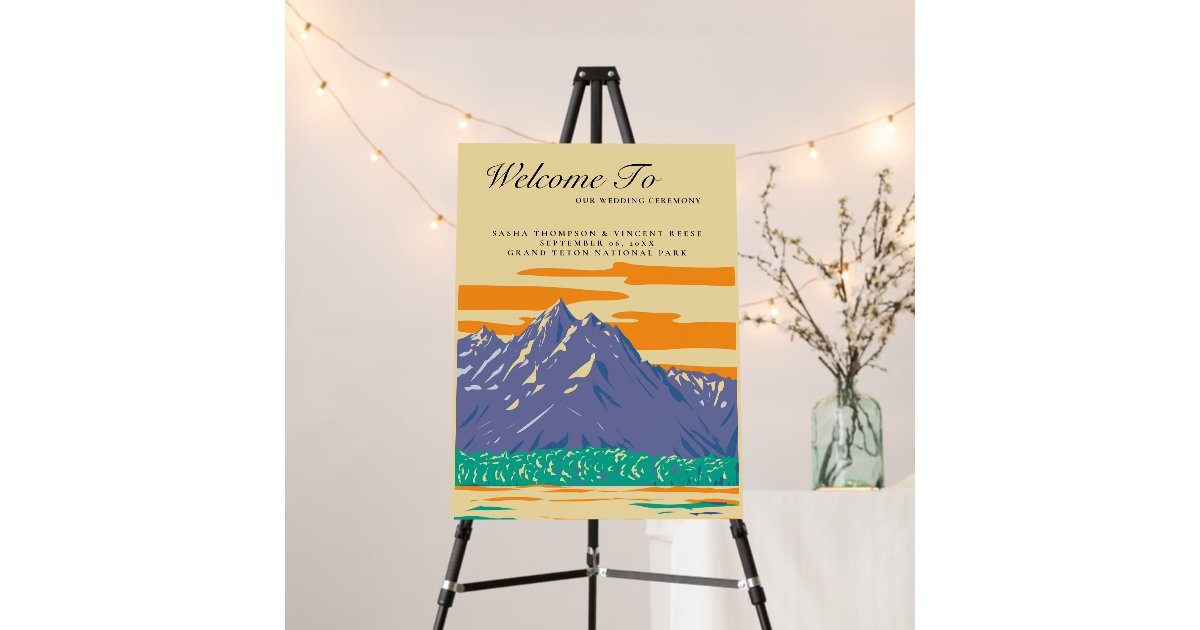 Grand Teton National Park Wedding Retro Foam Board | Zazzle