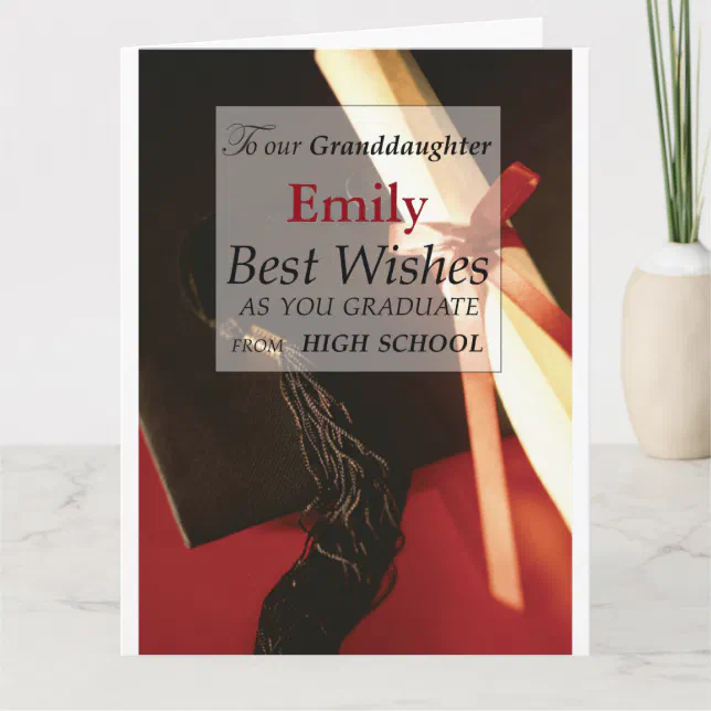 Granddaughter Custom Name, Emily, High School Grad Card | Zazzle