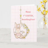 Granddaughter First 1st Easter Cute Bunny Flower Card | Zazzle