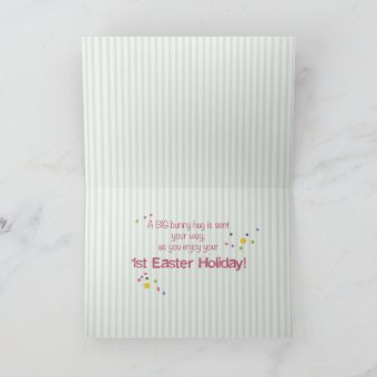 Granddaughter First Easter, Bunny Ribbon on Stripe Holiday Card | Zazzle