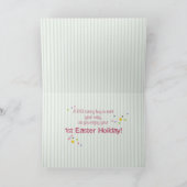 Granddaughter First Easter, Bunny Ribbon on Stripe Holiday Card | Zazzle