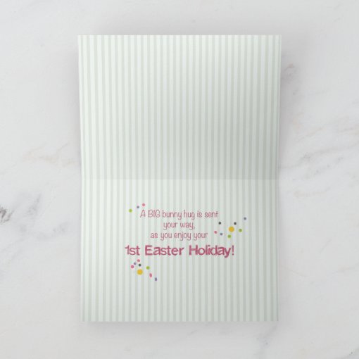 Granddaughter First Easter, Bunny Ribbon on Stripe Holiday Card | Zazzle