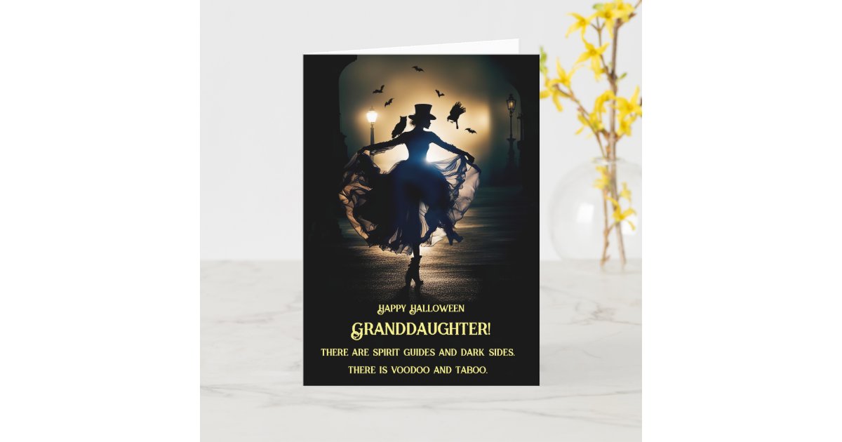 Granddaughter Halloween with Dancing Voodoo Lady Card | Zazzle