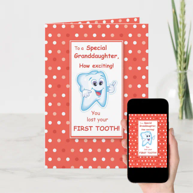 Granddaughter Lost First Tooth Congratulations Card | Zazzle