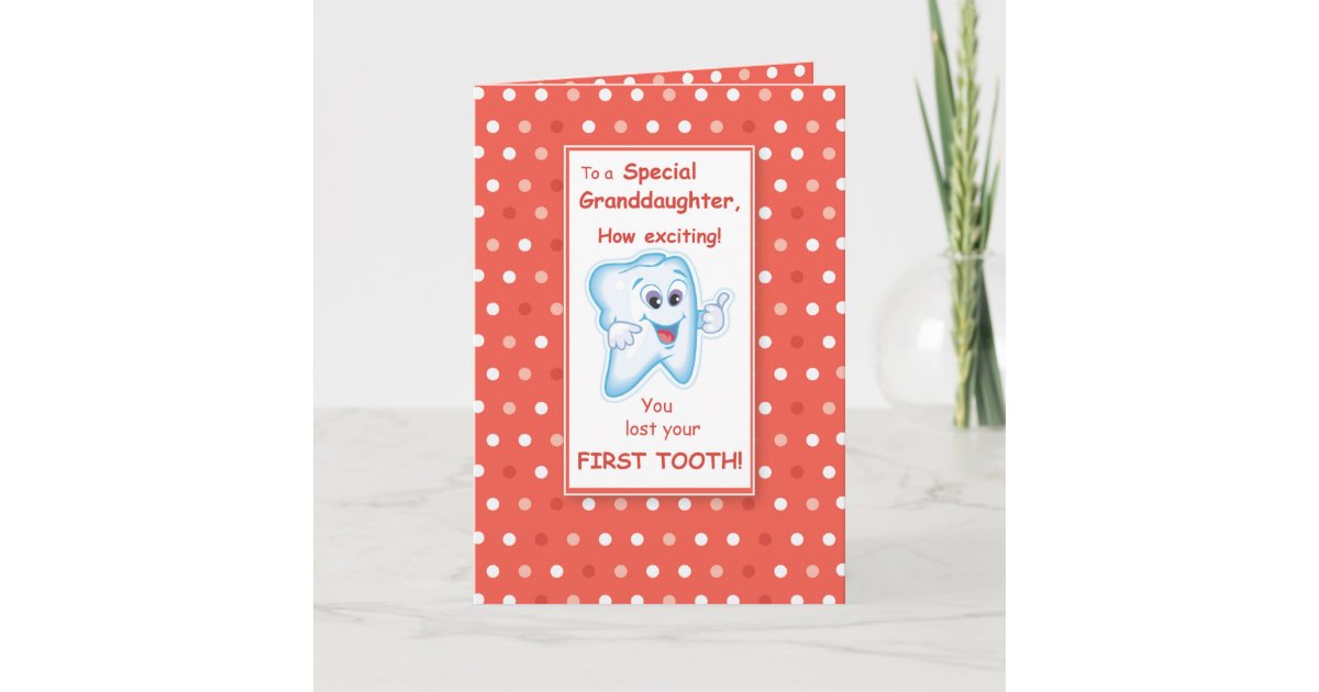 Granddaughter Lost First Tooth Congratulations Card | Zazzle