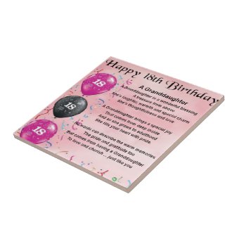 Granddaughter Poem - 18th Birthday Tile | Zazzle