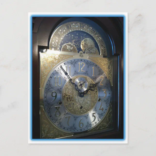 Grandfather Clock Face Postcard | Zazzle