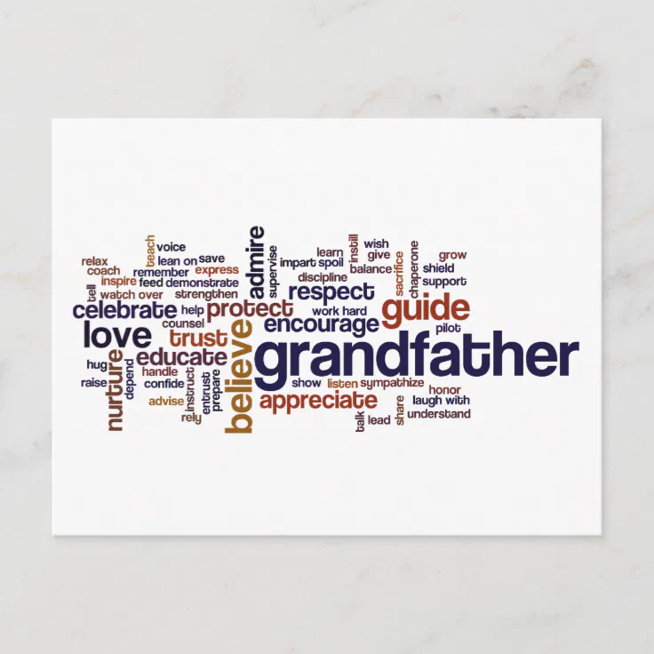 Grandfather Word Cloud Postcard | Zazzle