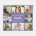 Grandma 8 Photo Collage Purple Fleece Blanket | Zazzle