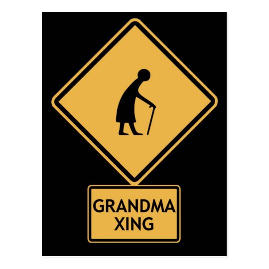 grandma crossing postcard | Zazzle.com