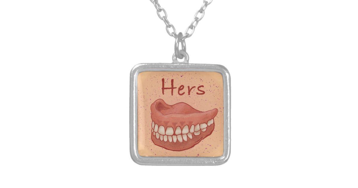 Grandma False Teeth Silver Plated Necklace | Zazzle