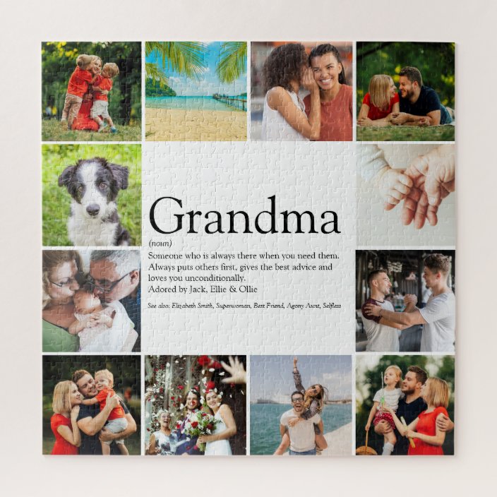 Grandma, Grandmother Definition 12 Photo Collage Jigsaw Puzzle | Zazzle.com