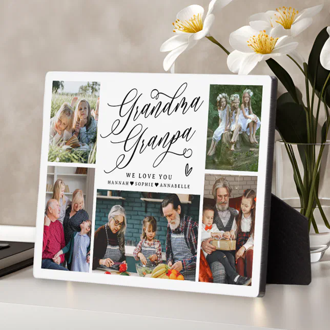 Grandma & Grandpa We Love You Photo Collage Plaque | Zazzle
