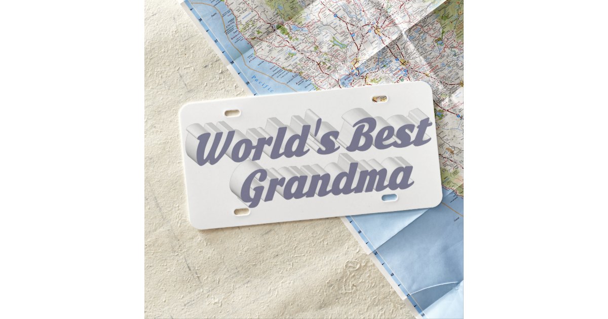 Grandma gray text license plate | Zazzle