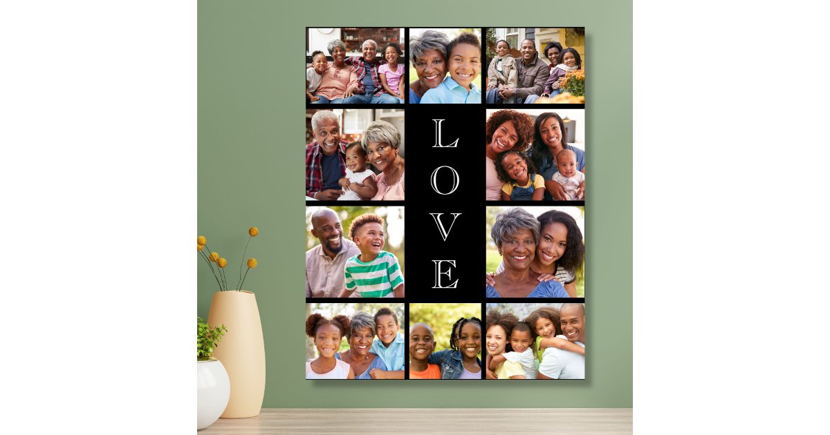 Grandma Love 10 Photo Collage Black Acrylic Photo Tile | Zazzle