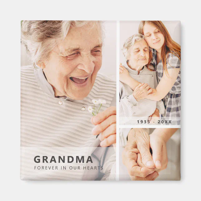 Grandma Memorial Modern Geometric Photo Collage Magnet | Zazzle