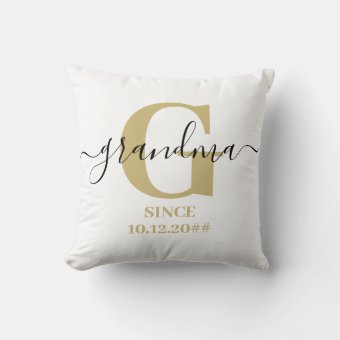 Grandma Monogram Elegant Script Subtle Ochre Throw Pillow | Zazzle