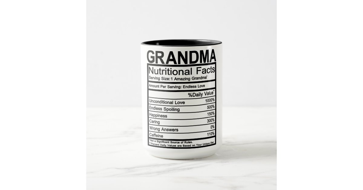 Grandma Nutritional Facts Mug Zazzle