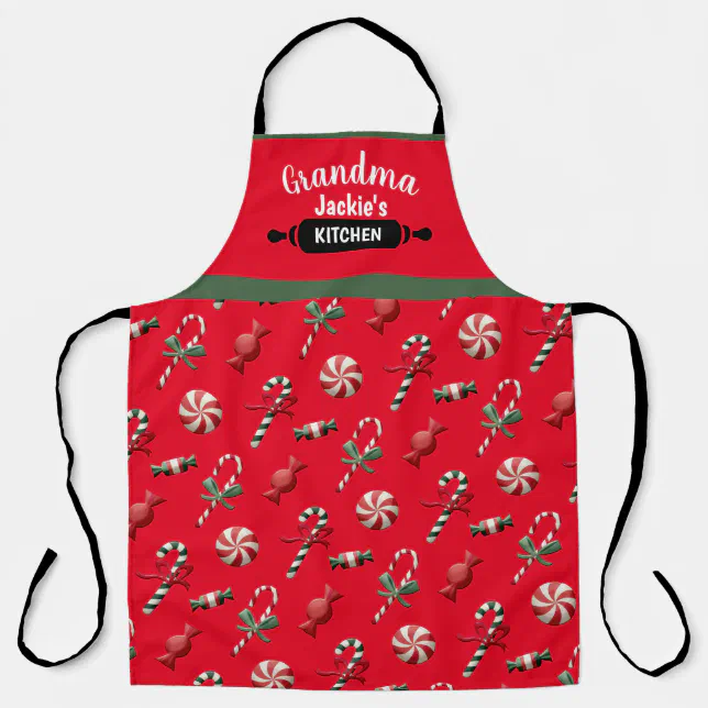 Grandma Personalized Christmas Aprons | Zazzle