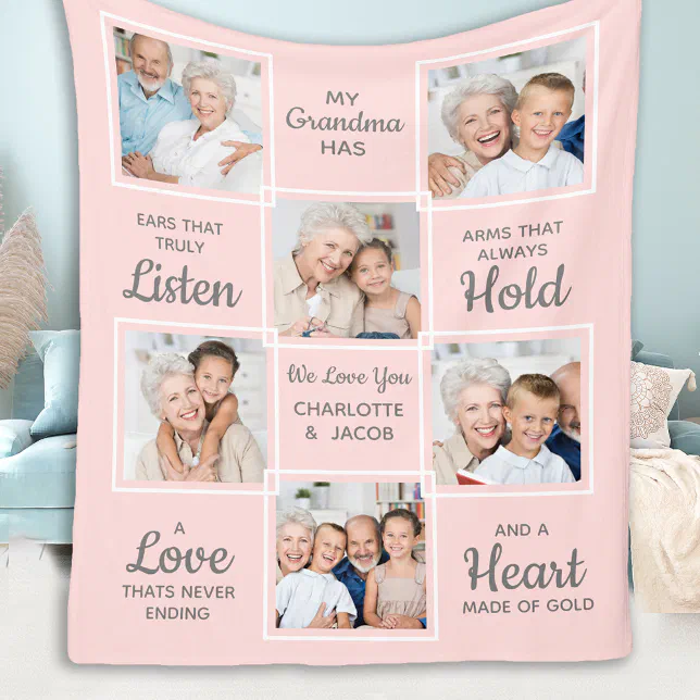 Grandma Photo Collage Fleece Blanket | Zazzle