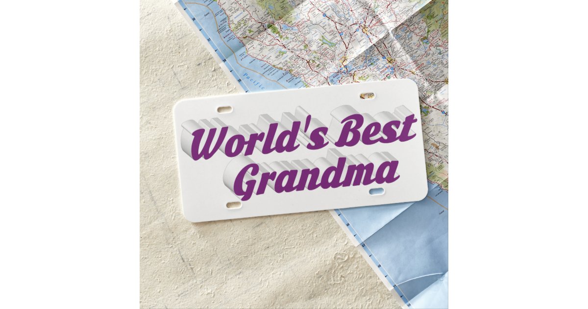 Grandma purple text license plate | Zazzle