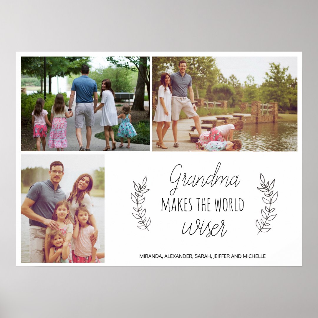 Grandma your photo collage grandparents day gift poster | Zazzle