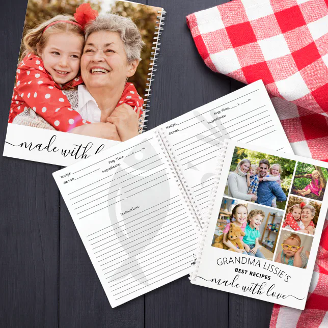 Grandma's Best Recipes Cookbook 6 Photo Collage Notebook | Zazzle