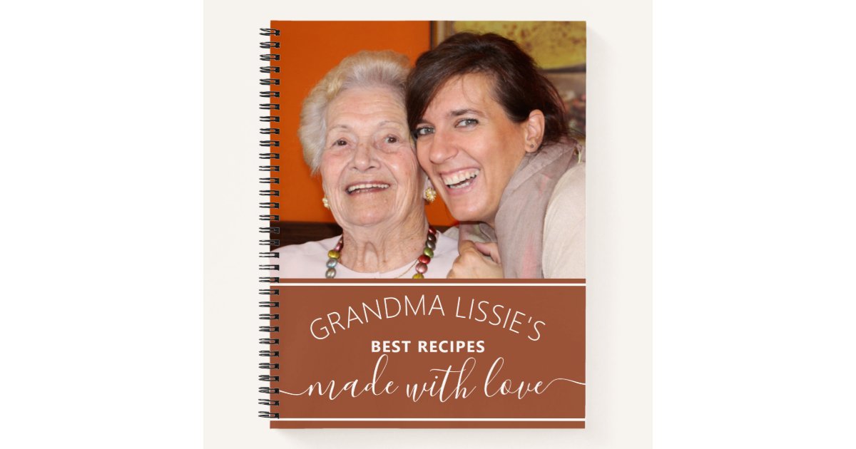 Grandmas Best Recipes Terracotta Photo Cookbook Notebook Zazzle