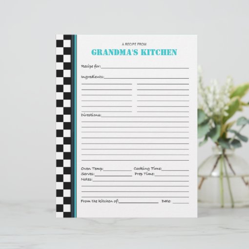 Grandma's Kitchen Checkered Recipe Stencil | Zazzle
